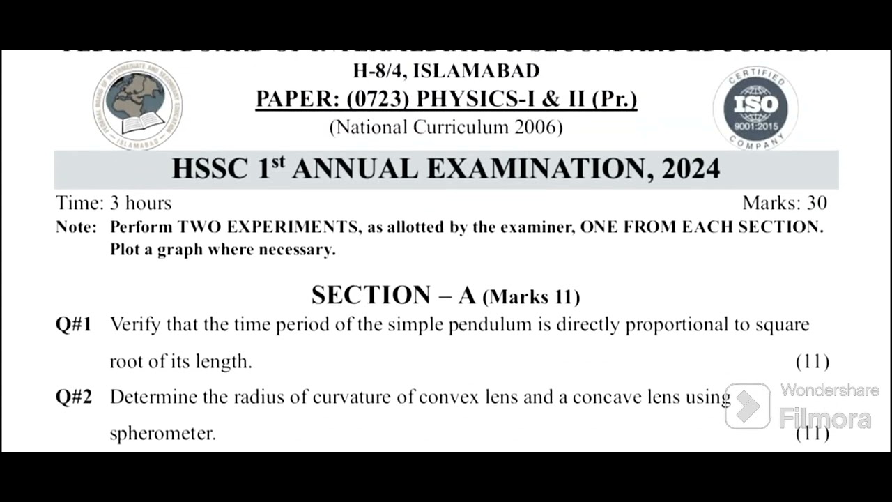 Physics-2nd Year PBA Fbise Exam 2024 - YouTube