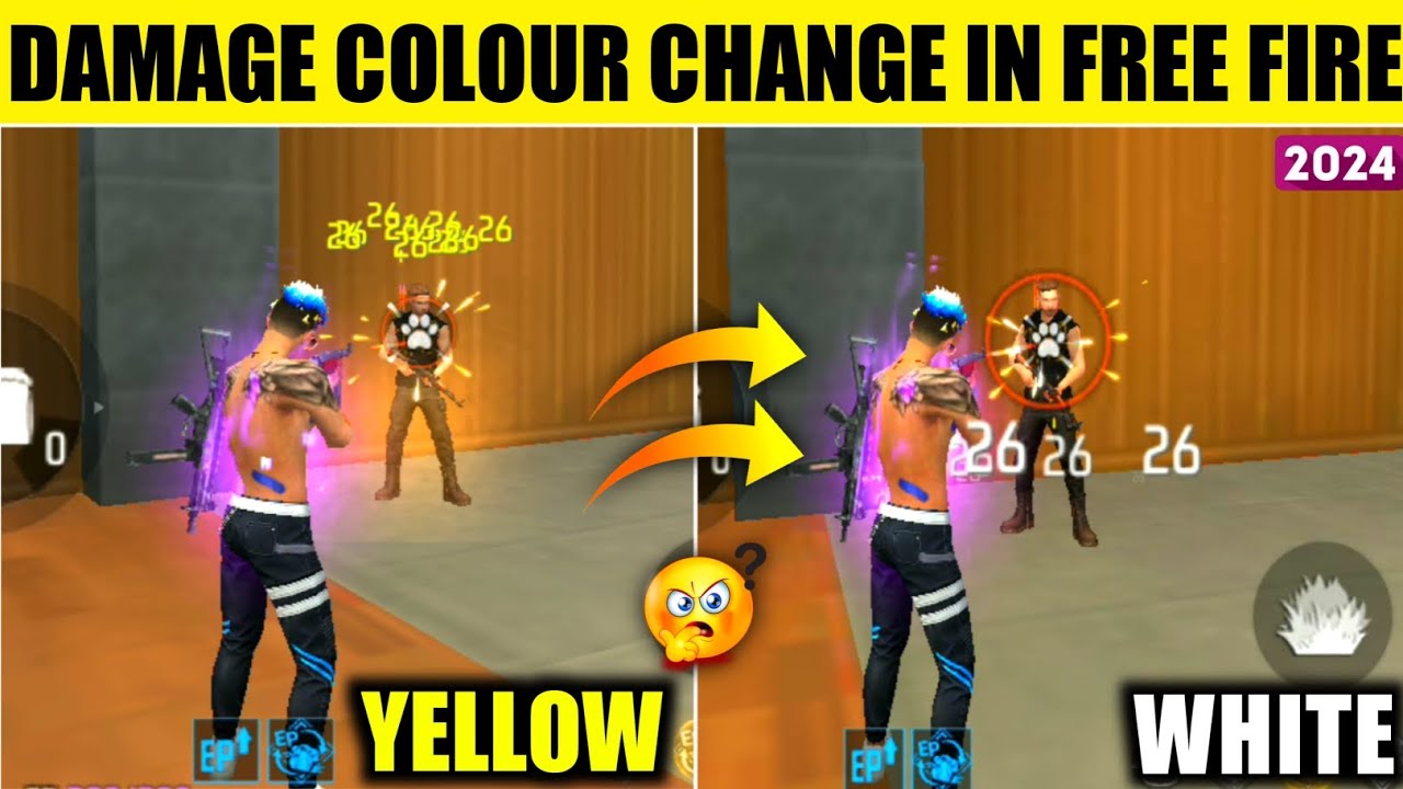 How to Change Damage colour in Free fire || Free fire me Yellow Damage ...