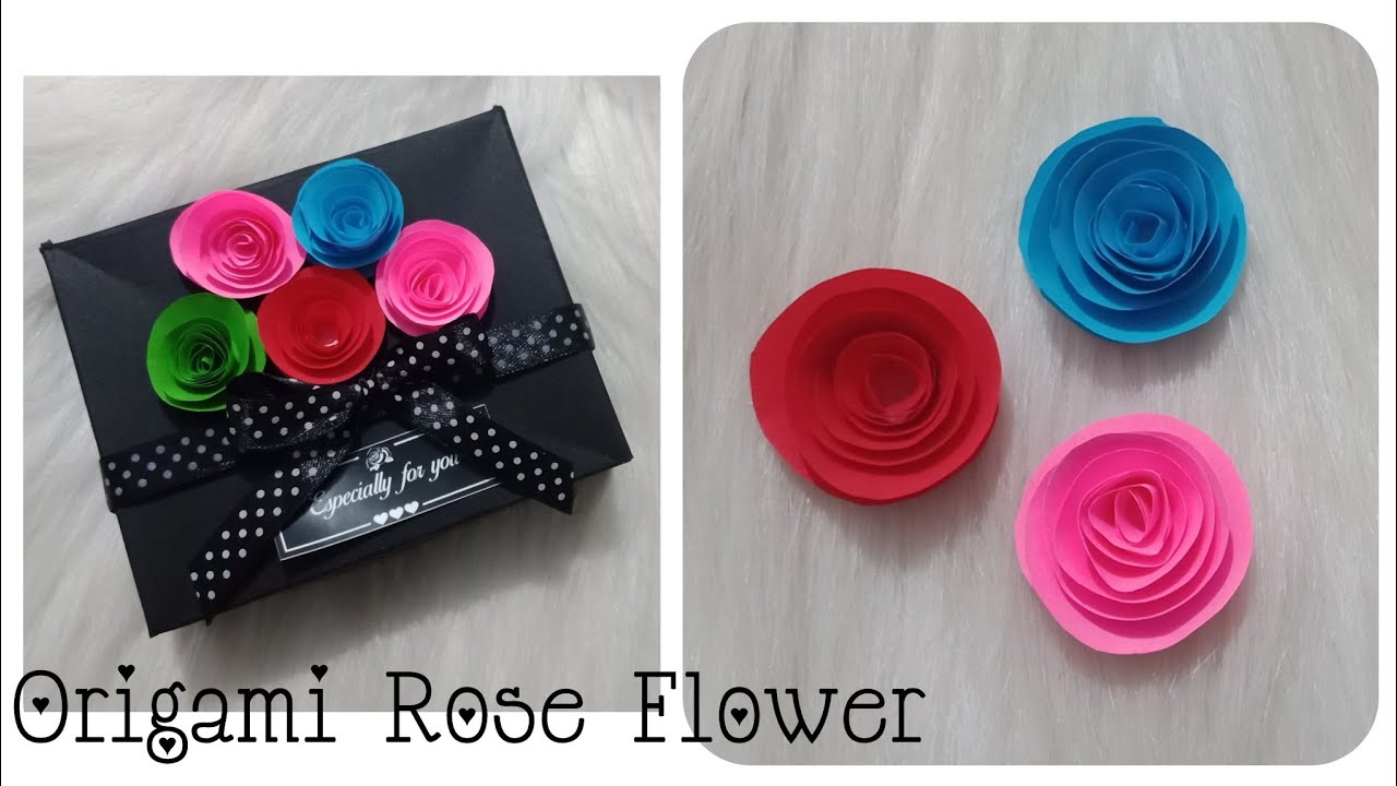 Easy tutorial origami flower cara membuat bunga mawar - YouTube