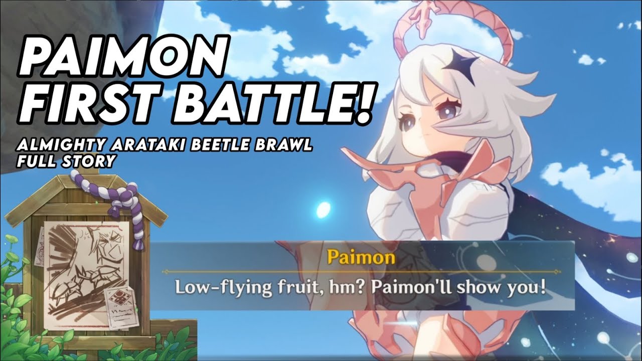 PAIMON FIRST BATTLE! Almighty Arataki Beetle Brawl - Story Part 1 ...