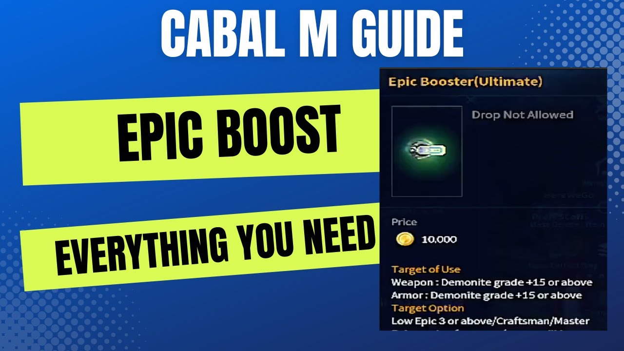 Epic boost guide Cabal Mobile - YouTube