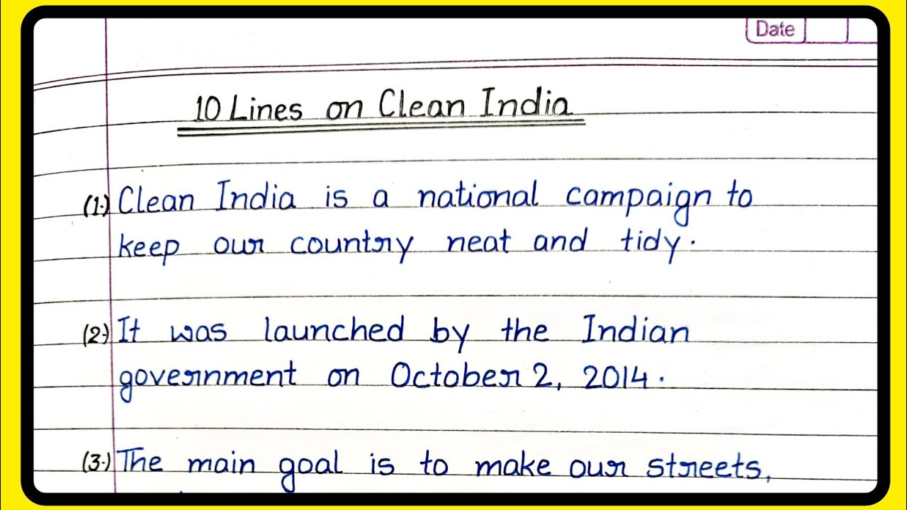 10 Lines on Clean India / Essay on Clean India/ 10 Lines Essay on Clean ...