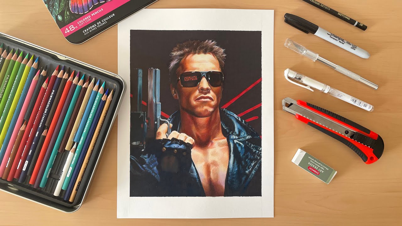Ate a printer! The Terminator pencil drawing - YouTube