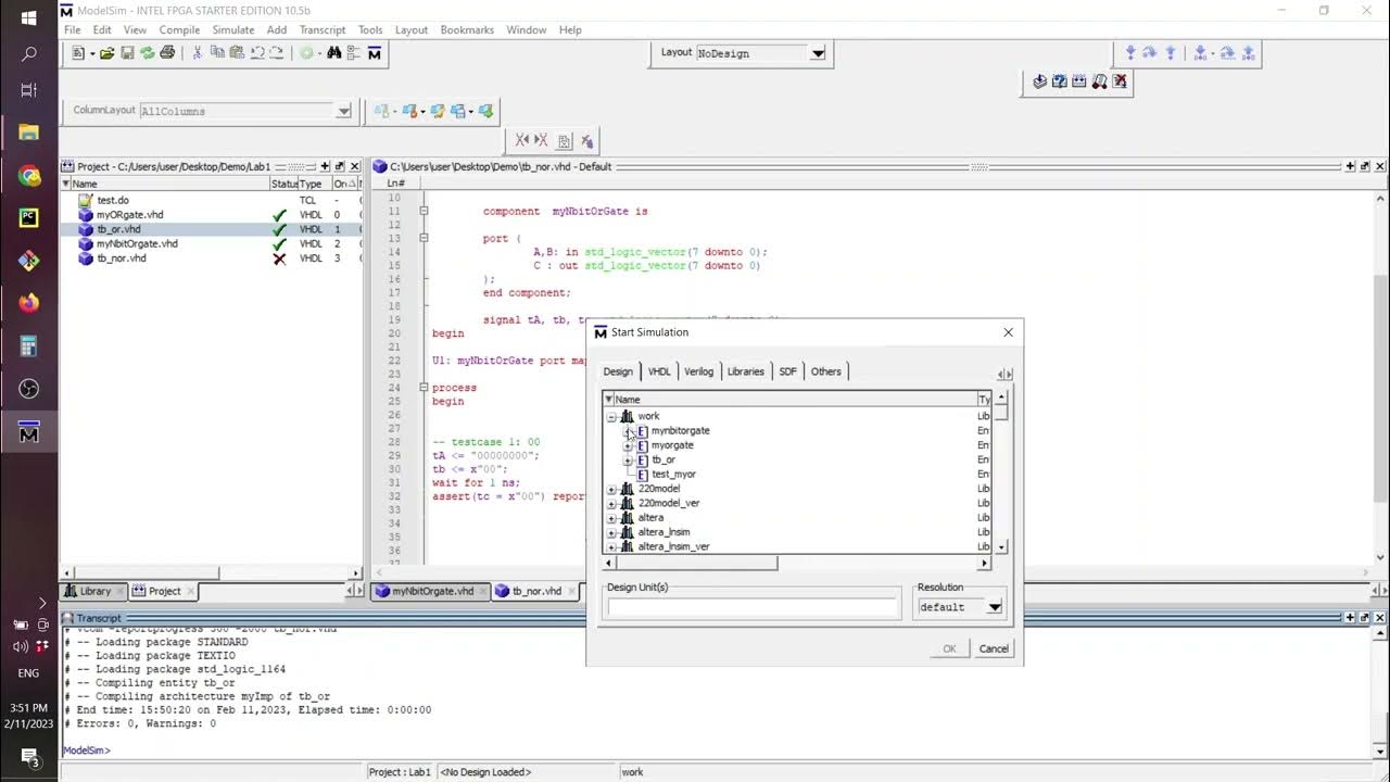 Lab1.4: Printing and Simulating Hex using Modelsim (VHDL testbench) [N ...