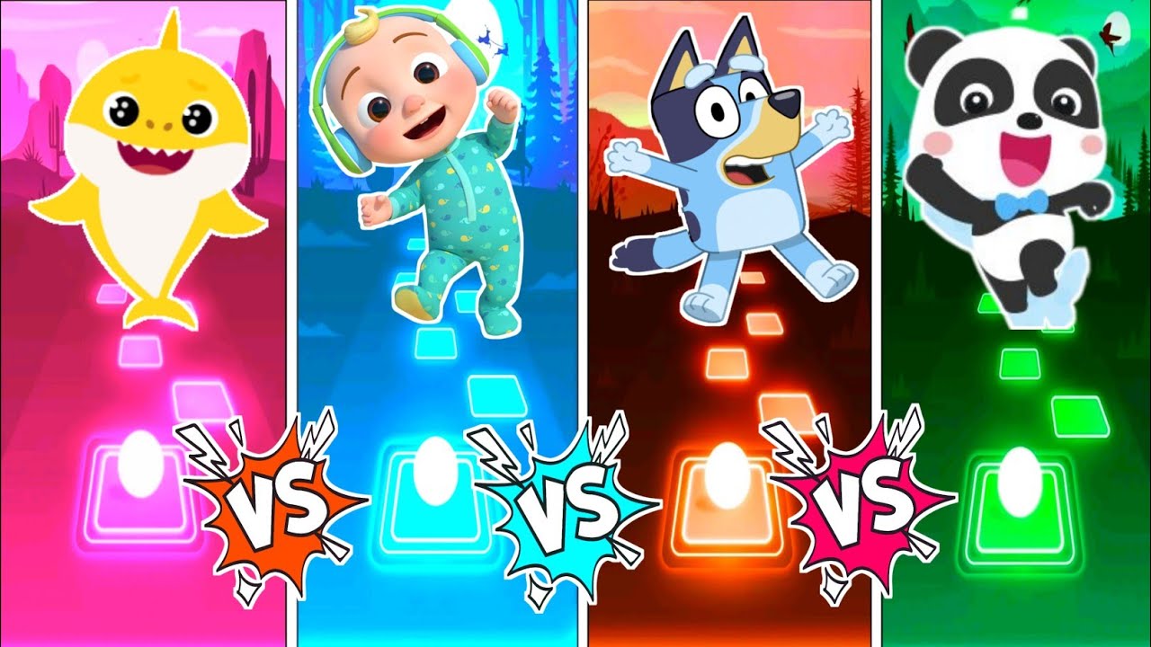 Baby Shark - cocomelon - Bluey - Baby bus !! Tiles hop EDM Rush - YouTube
