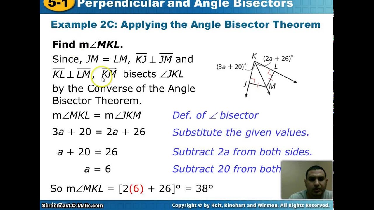 5 1 Perpendicular and Angle Bisectors Video - YouTube