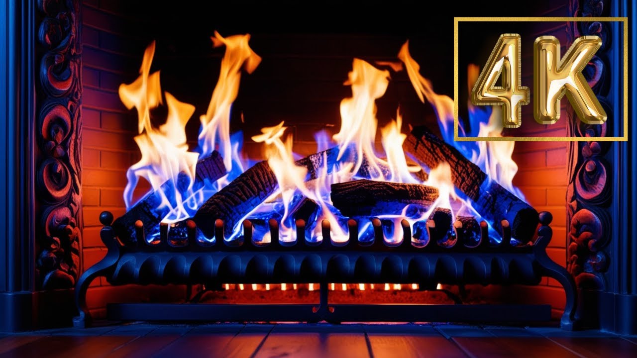 Mesmerizing Blue Fireplace in 4K | Relaxing Ambience with Soothing ...