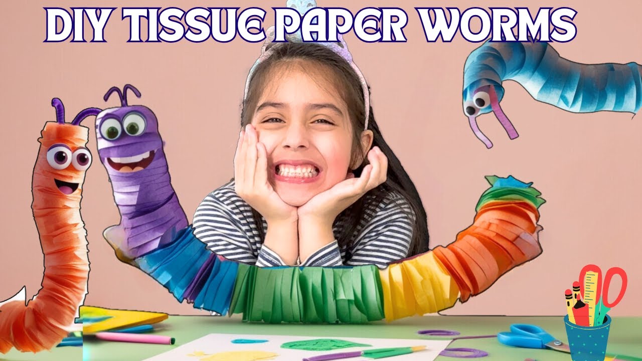 How to Make Fun Tissue Paper Worms | Easy DIY Craft for Kids #DIY # ...