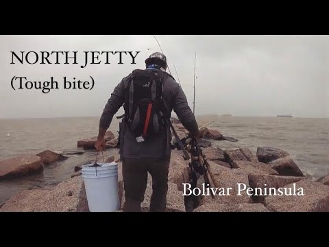 NORTH JETTY Bolivar Peninsula Fishing.... (tough bite) - YouTube