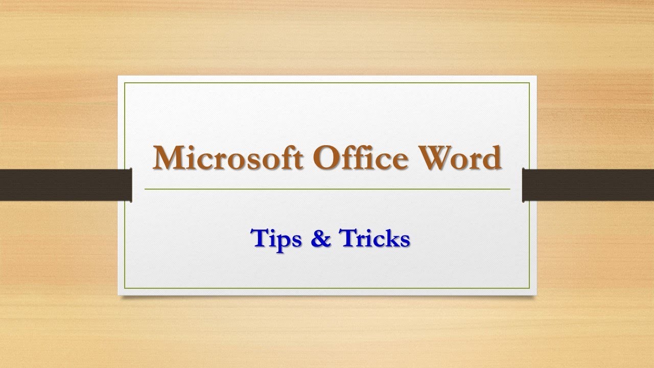 Word Tips & Tricks - YouTube
