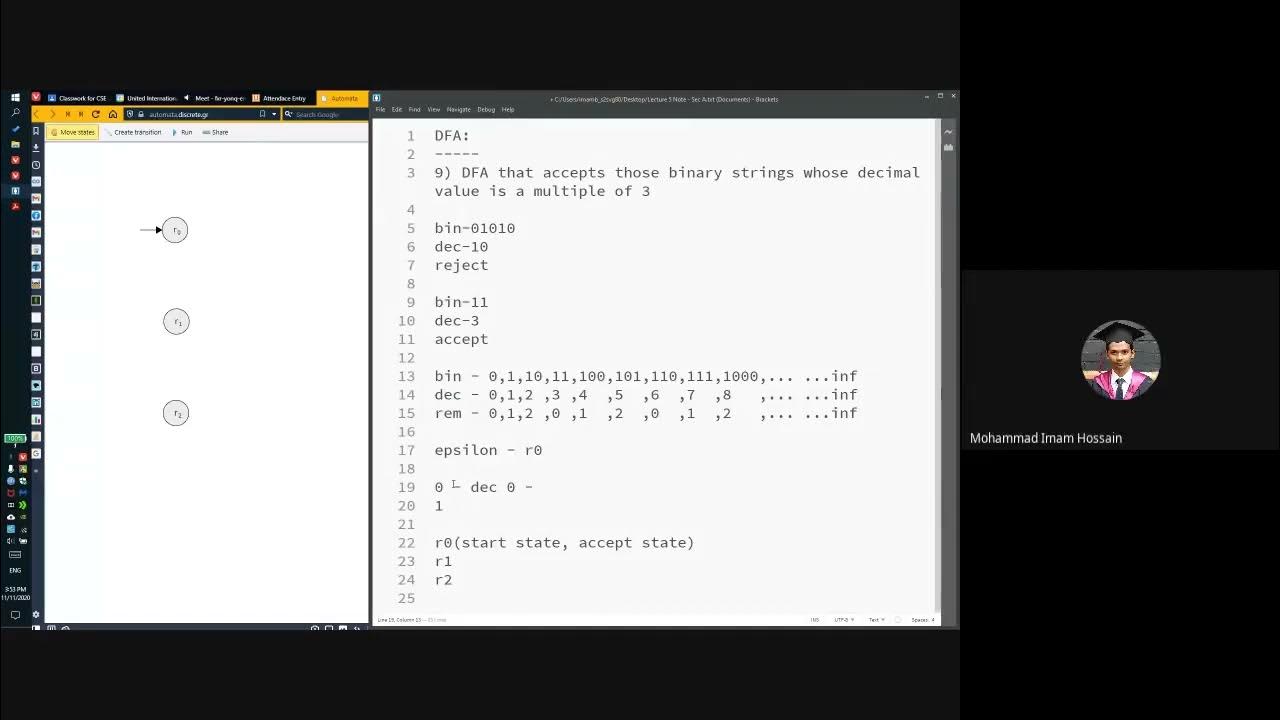 Lecture - 05 (2020) - Theory of Computation (TOC) [Mohammad Imam Hossain] UIU - YouTube