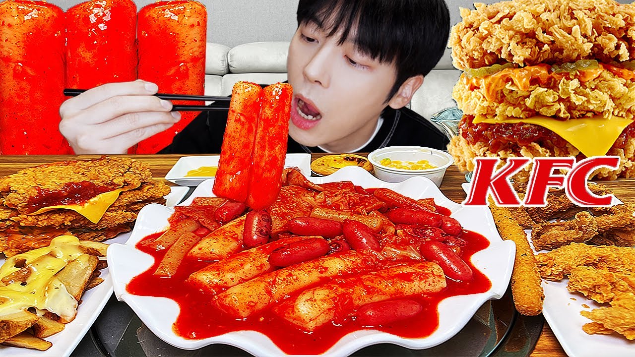 Asmr Mukbang 직접 만든 치즈 떡볶이 양념치킨 치즈스틱 먹방 And 레시피 Fried Chicken And