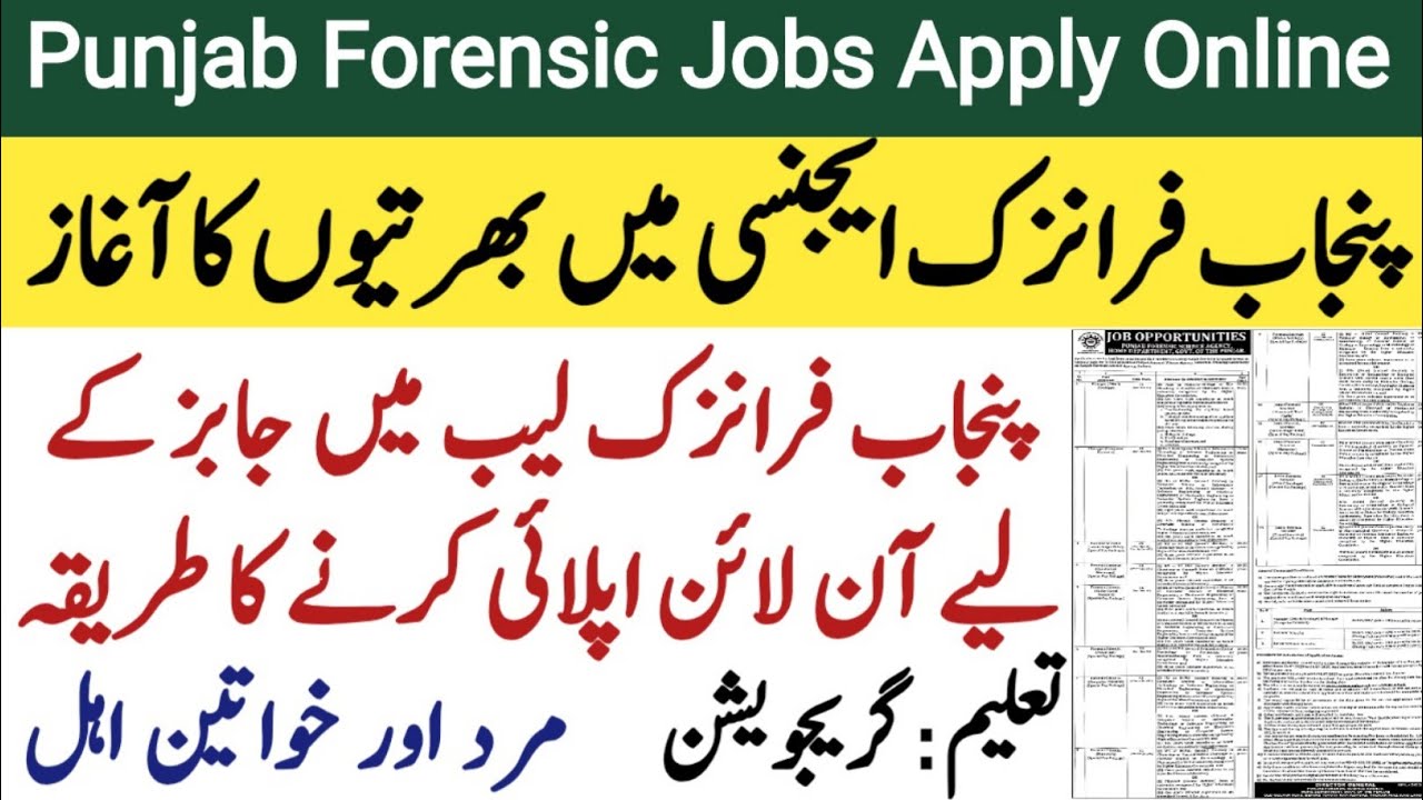 PFSA Jobs 2025 | Punjab Forensic Science Agency Jobs Apply Online | pu ...