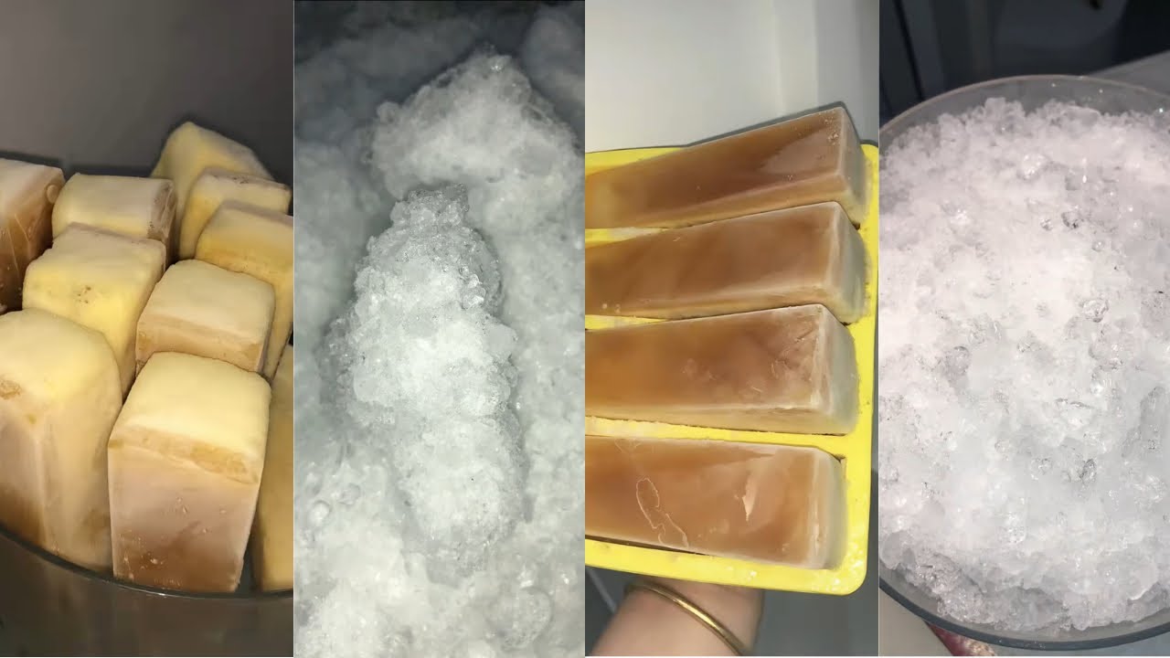 ASMR FREEZER FROST EATING || FOAM ICE AND CRNCHY WHITE ICE EATING - YouTube