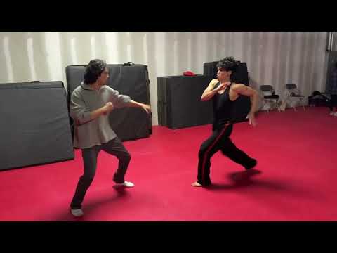 Xolo Maridueña and Brandon H. Lee behind the scenes training #cobrakai #xolomaridueña