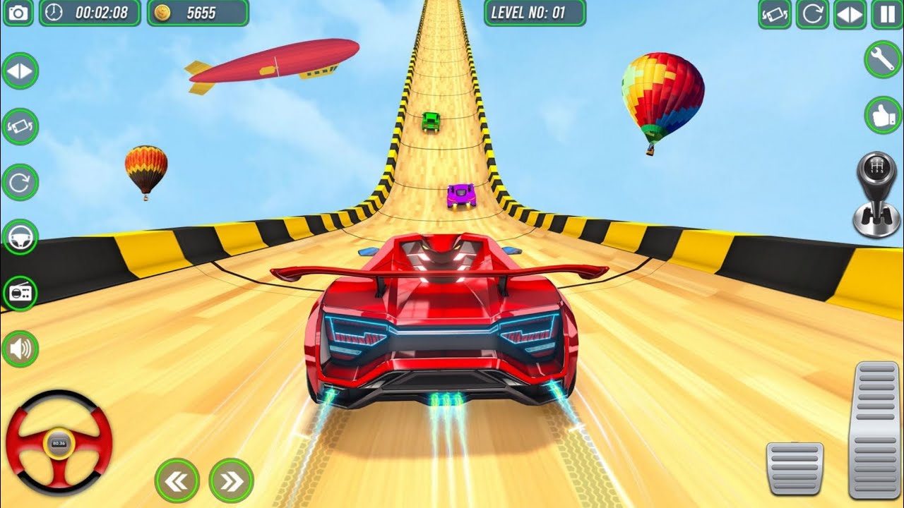 Black and Red Colour Ramp Car Racing Flyover 3D Game - Ramp Car Stunt ...