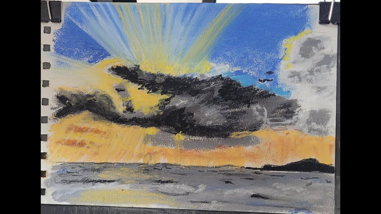 Art-Relaxing !! Crepuscular Cloud rays 2 - Pastel Pencil drawing and ...