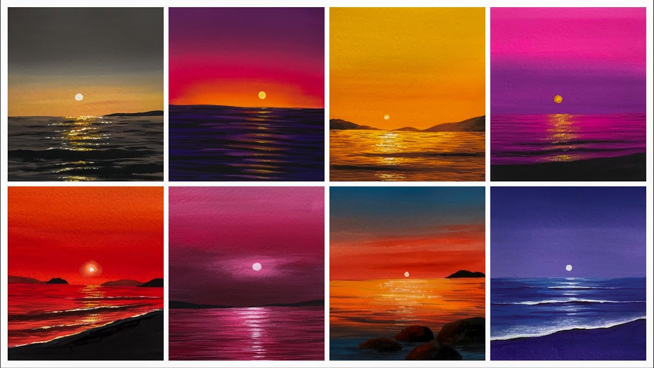Glowing Beach Sunset with Gouache - YouTube