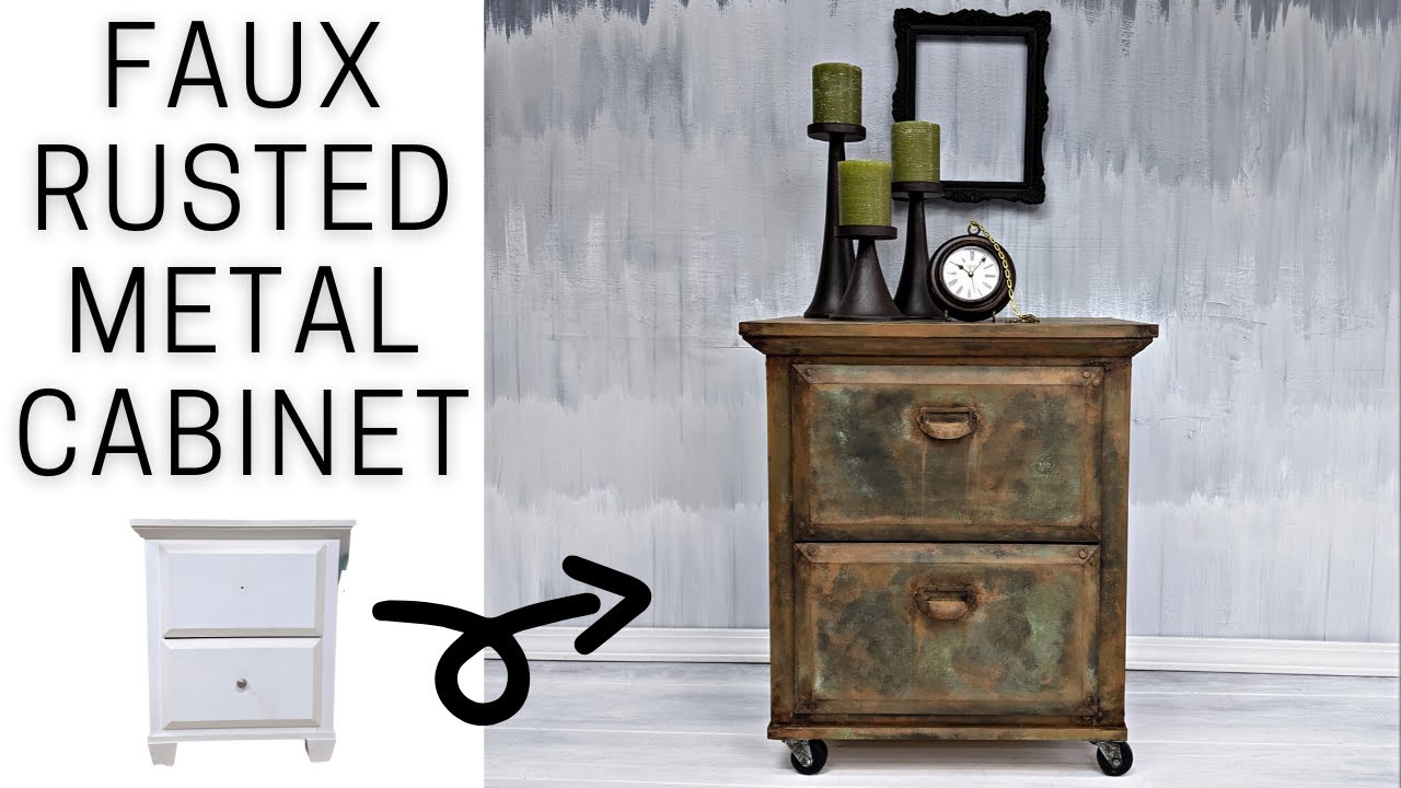 Fake Rusted Metal Cabinet With Paint & Wax - Industrial Faux Patina on ...