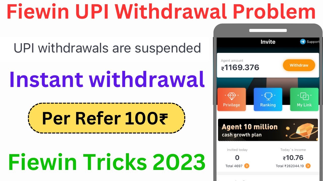 Fiewin Upi Withdrawal Suspended || Fiewin App Se Withdrawal Kaise kre ...