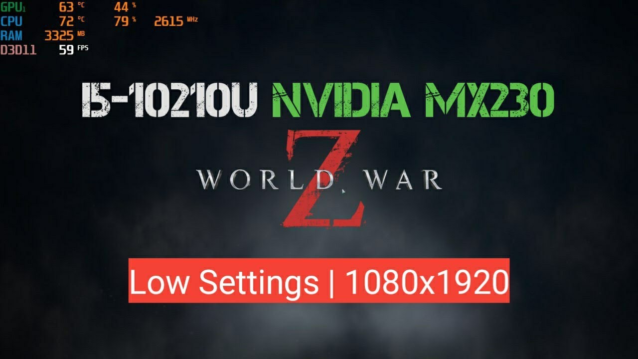 WORLD WAR Z: i5-10210U | Nvidia MX230 | 4GB RAM | Acer Aspire 3 - YouTube