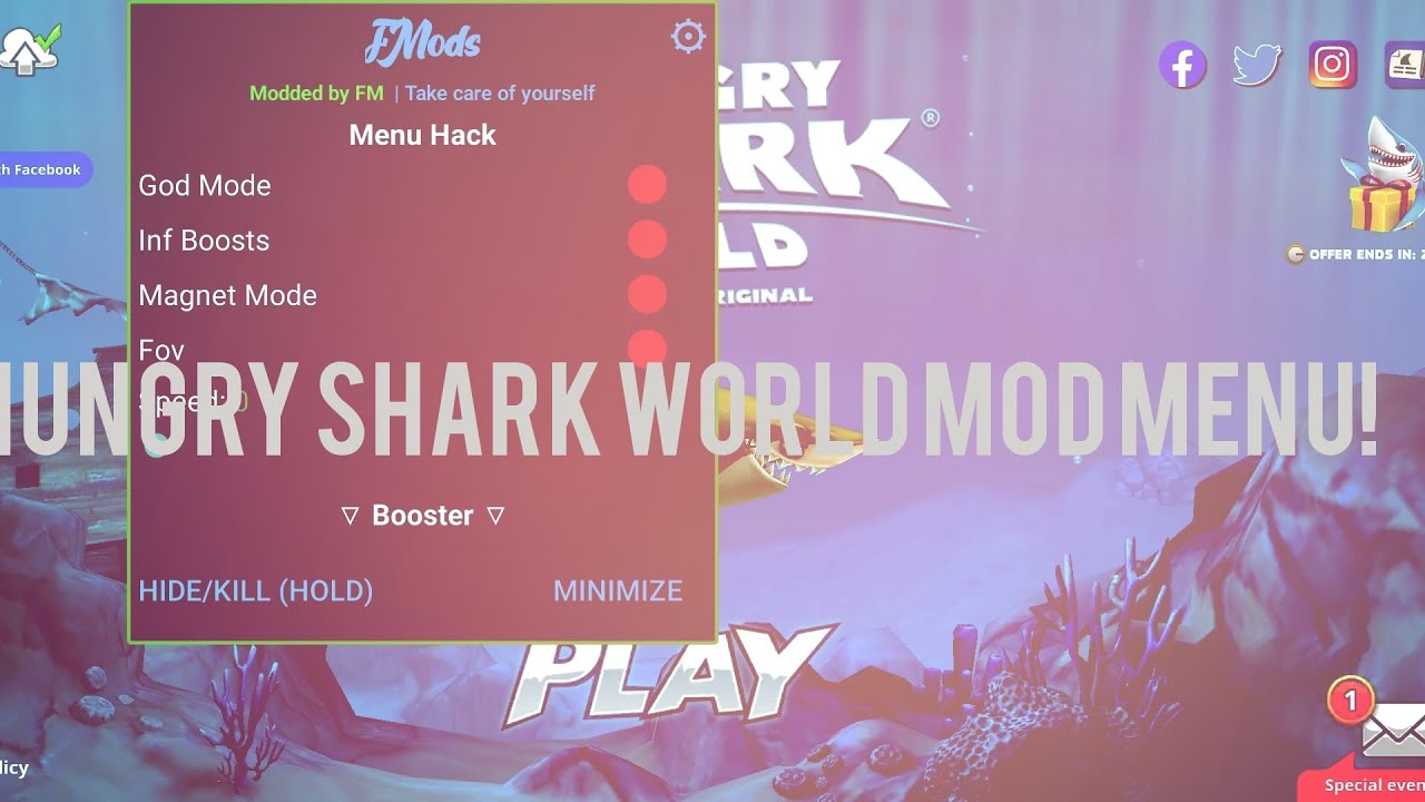 Hungry Shark World mod menu v4.8.0 God mode, Infinite boosts, magnet ...
