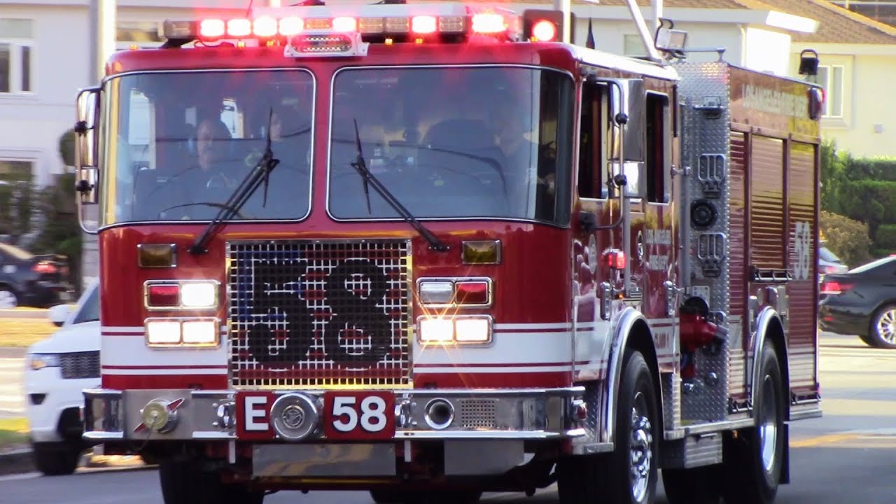 LAFD Engine 58 Responding (Q & Air Horn) - YouTube