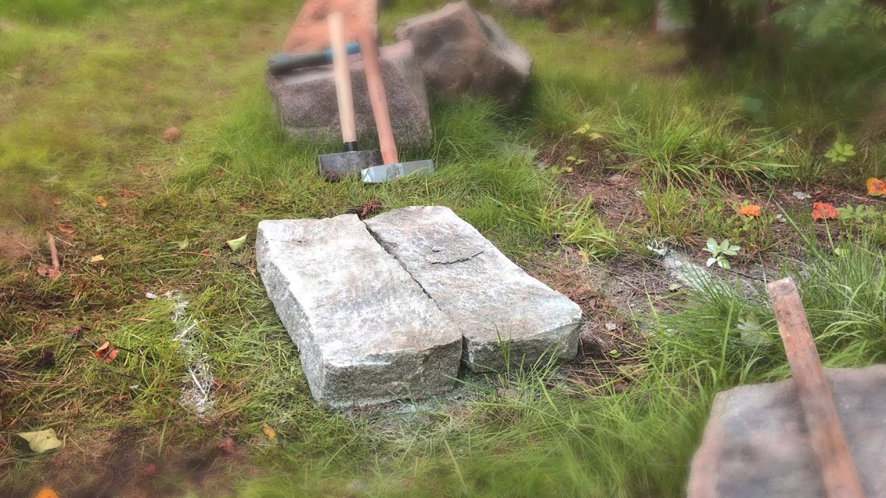Splitting a large granite slab pt.2 - YouTube