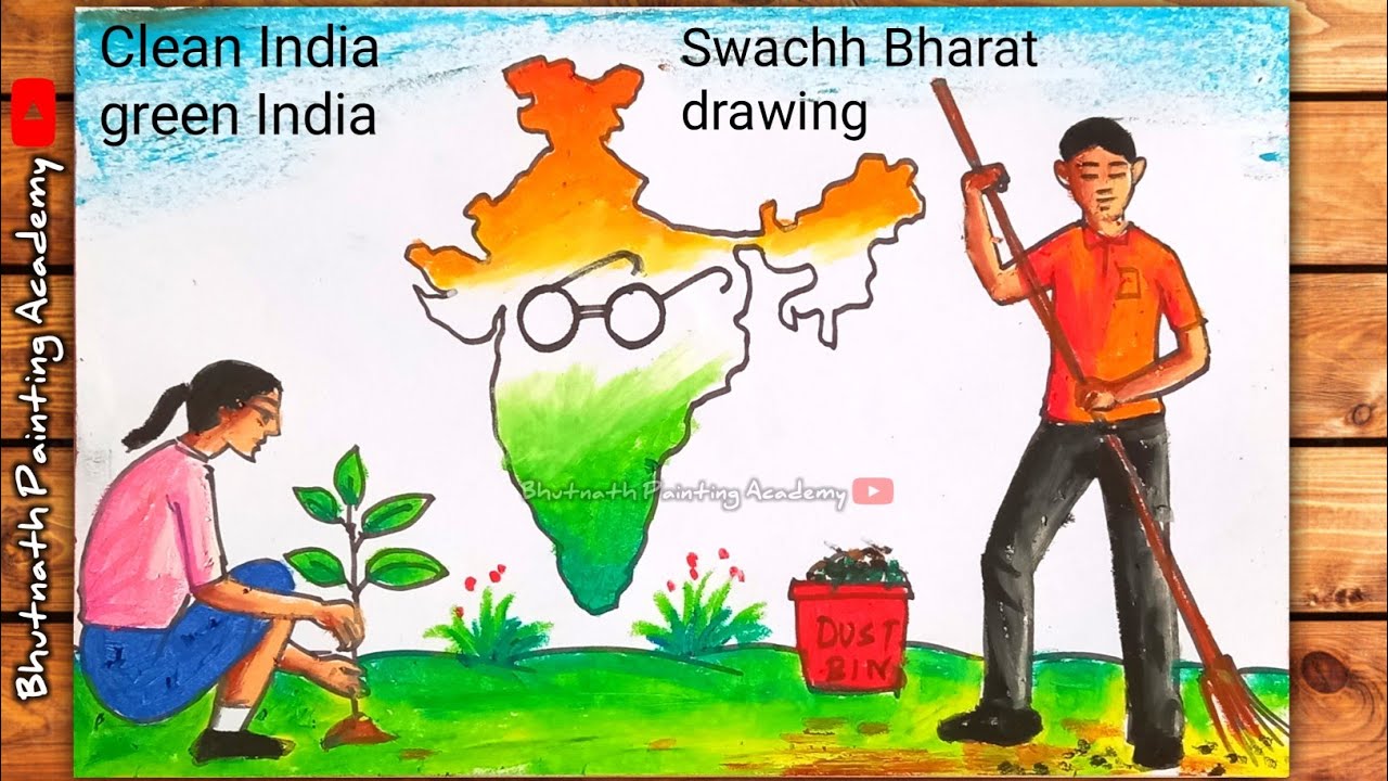 swachh Bharat Abhiyan drawing with colours|| clean India Green India ...