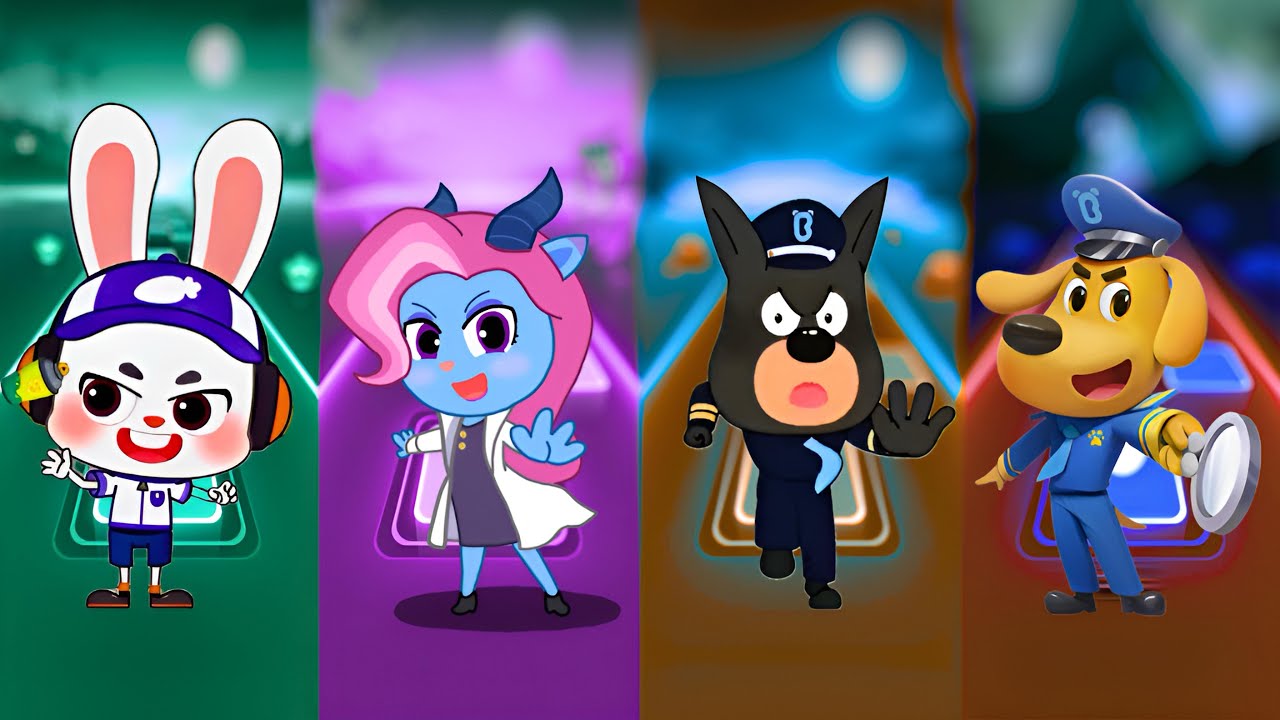 Sheriff Labrador 🆚 Police Officer 🆚 Sheriff Papillon 🎶 Tiles Hop EDM ...