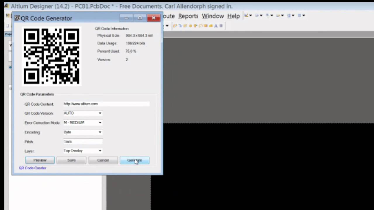 QR Code Creator Placement Demo Video - Altium Extension - YouTube
