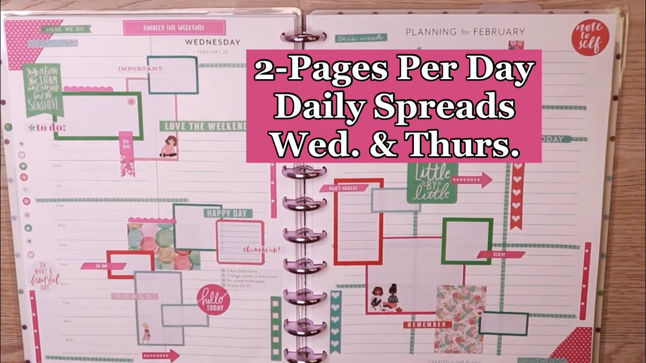 Double Spreads // Daily Pages // 2-Page Daily // Wednesday Thursday ...