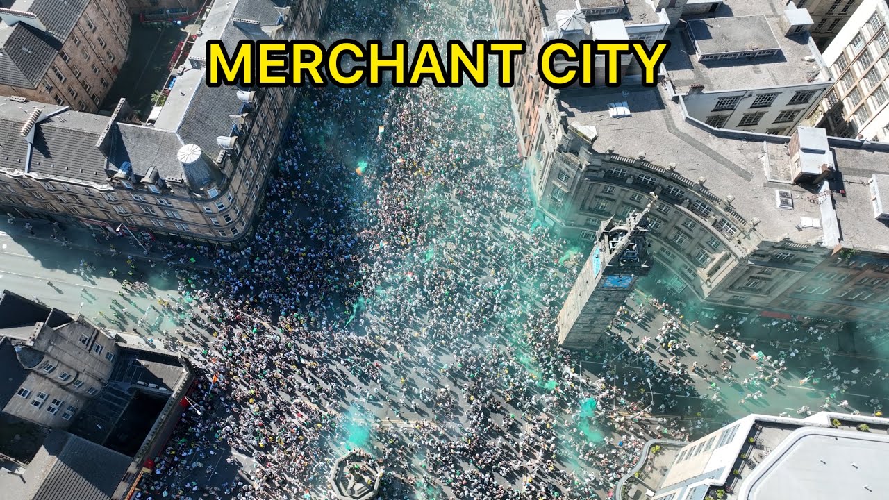 CRAZY SCENES - CELTIC FANS AT MERCHANT CITY !!! DRONE - YouTube