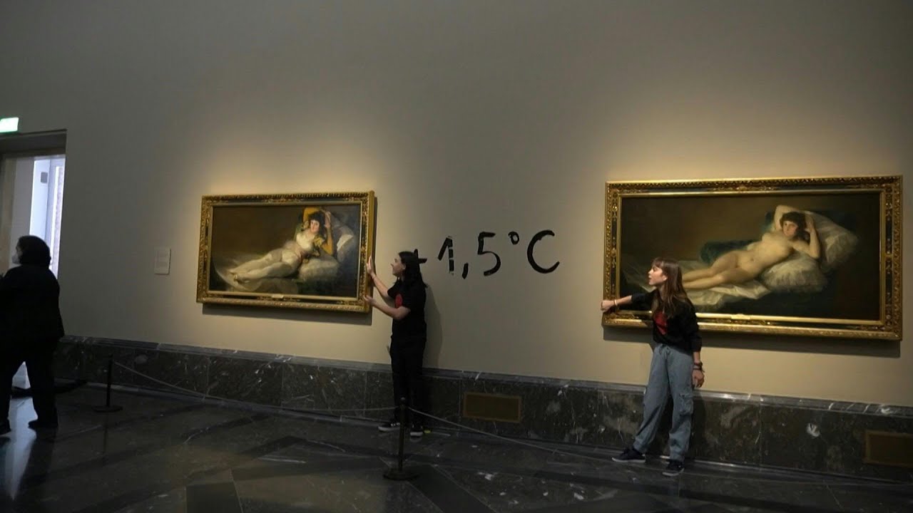 Climate activists glue hands to Goya frames at Prado museum in Madrid ...