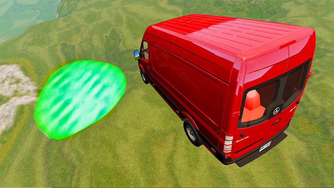 Car Jumps Into Nuclear Pit In Mega Ramp Map - BeamNG.Drive - YouTube
