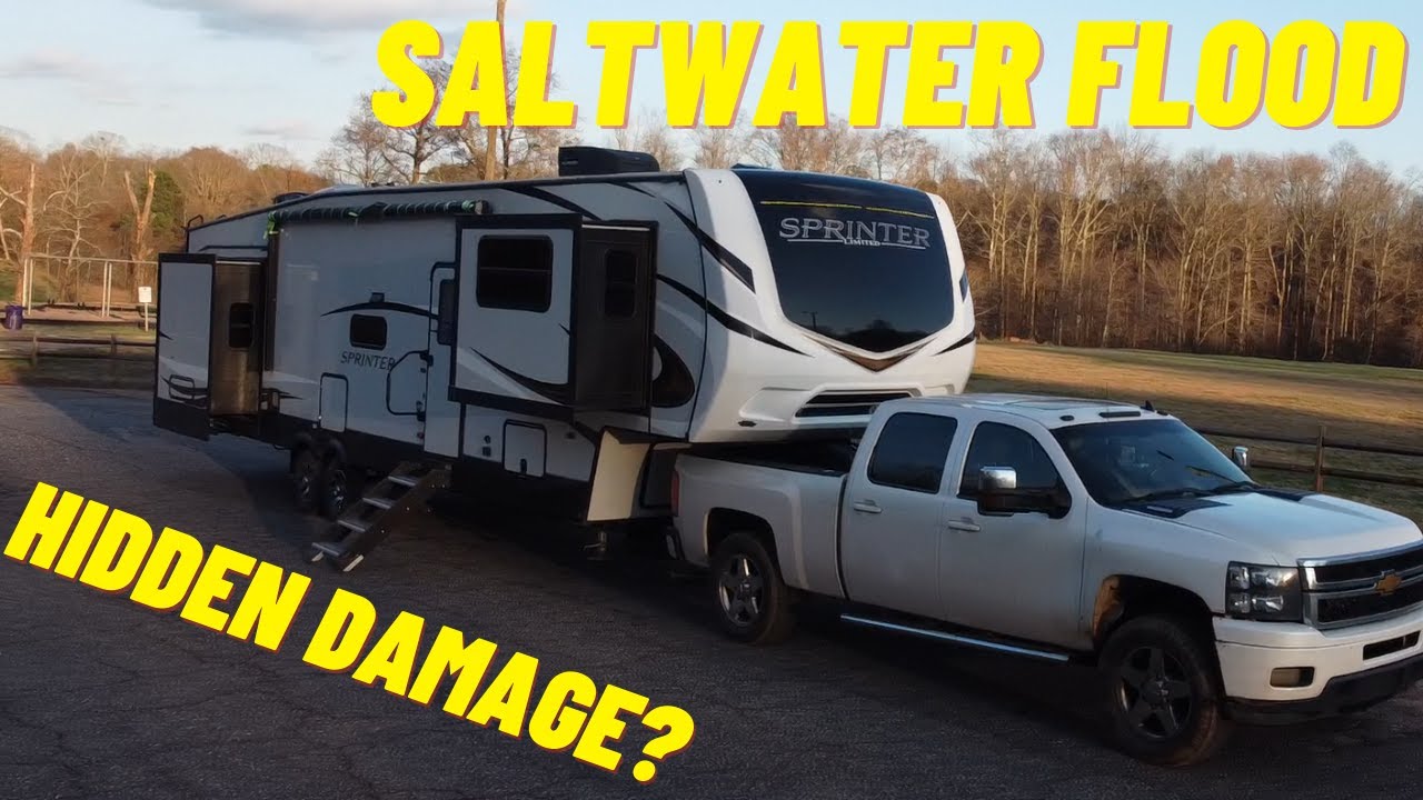 SALTWATER FLOODED 2021 CAMPER INTERIOR CLEAN UP & INSPECTION - YouTube