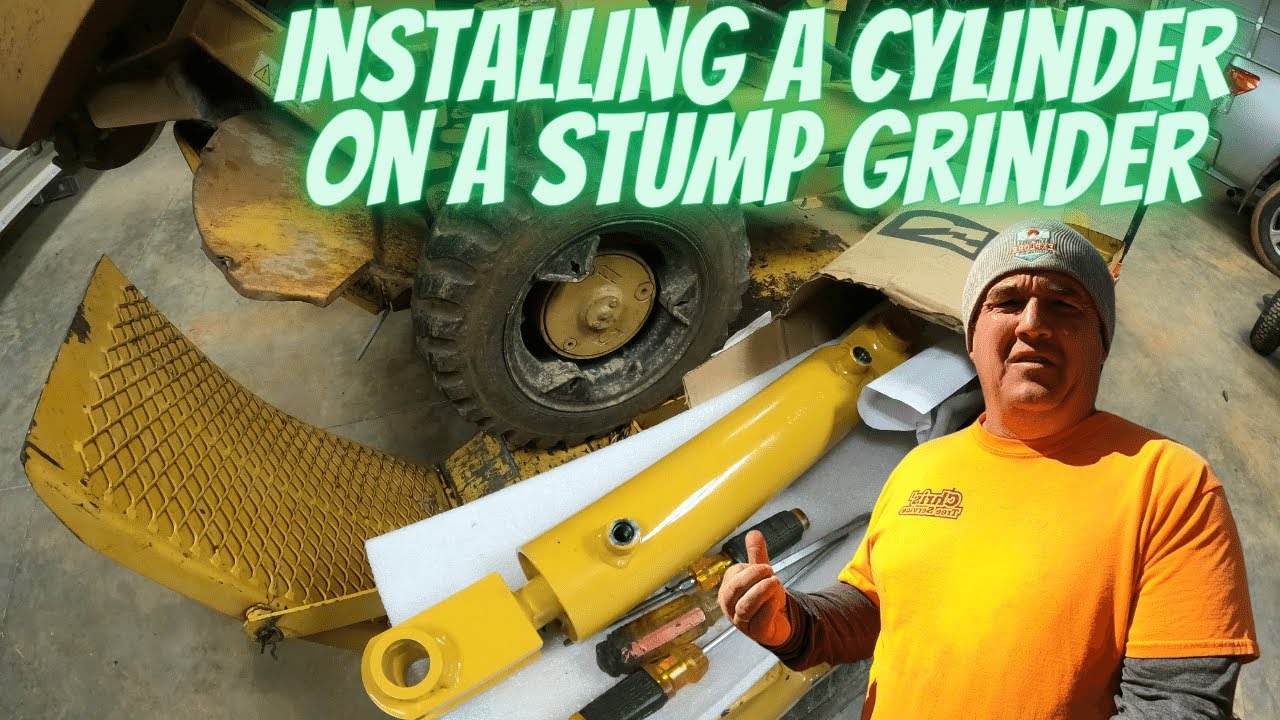 How to install a hydraulic cylinder on a stump grinder - YouTube