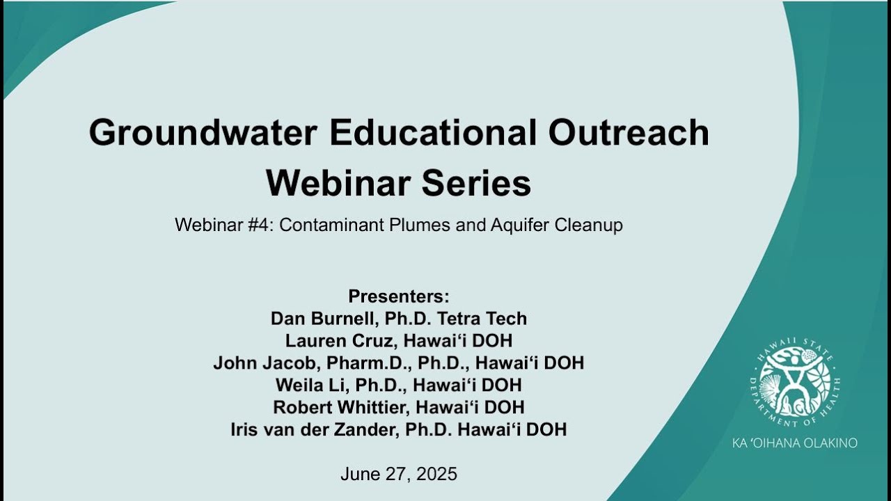 Groundwater Basics Webinar #4 - Contaminant Plume and Aquifer Cleanup - YouTube