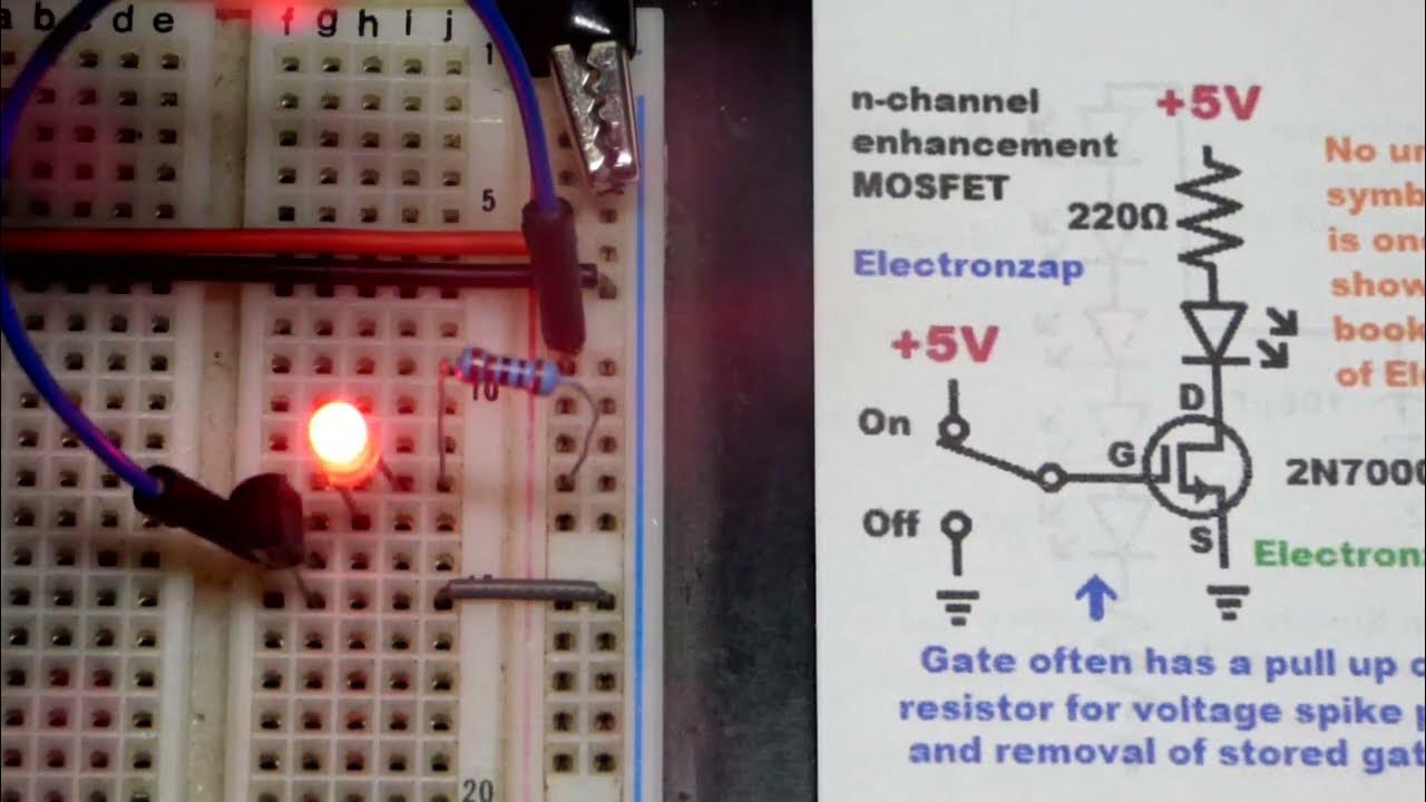 2N7000 N Channel Enhancement MOSFET Switch Circuit - YouTube