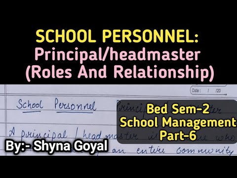 School Personnel Headmasters role and Relationship|School management B ...