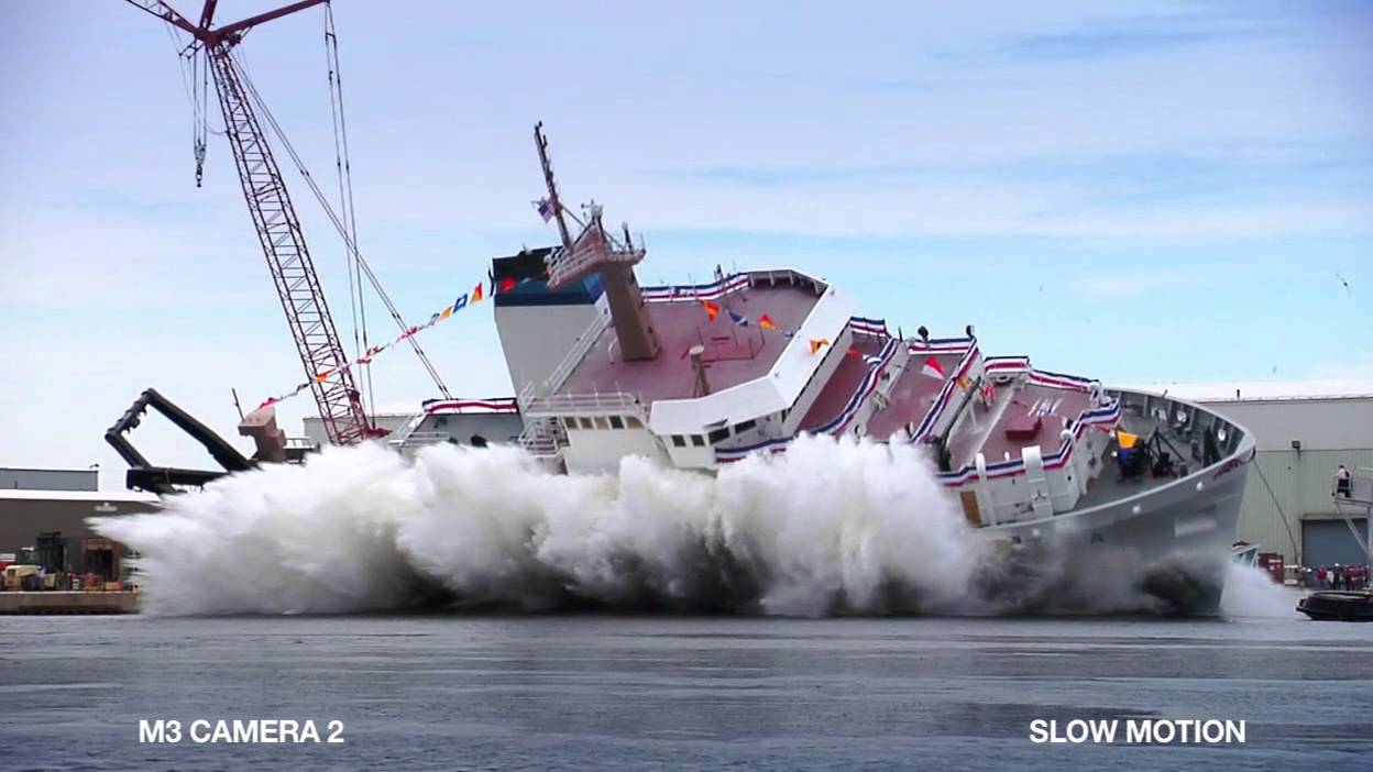 NOAA Reuben Lasker FSV (Christening & Launch) - YouTube