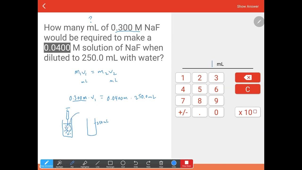 Using M1V1 = M2V2 for dilution calculations - YouTube