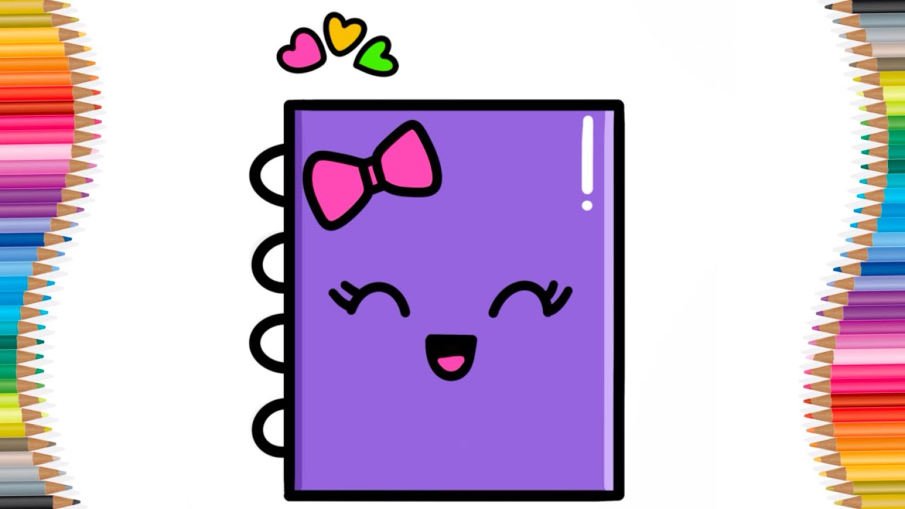 How to draw a cute notebook for children - YouTube