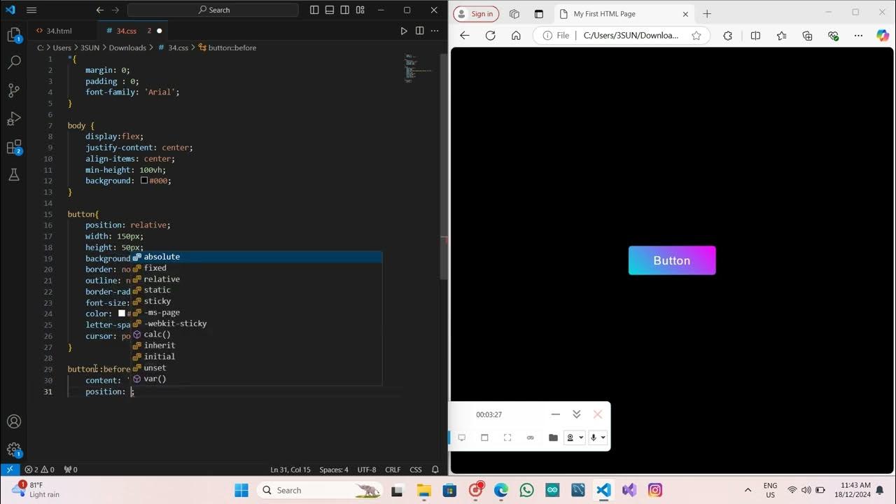 HTML & CSS Project 34: 'Button 2' Created by Trishanth Kumar - YouTube