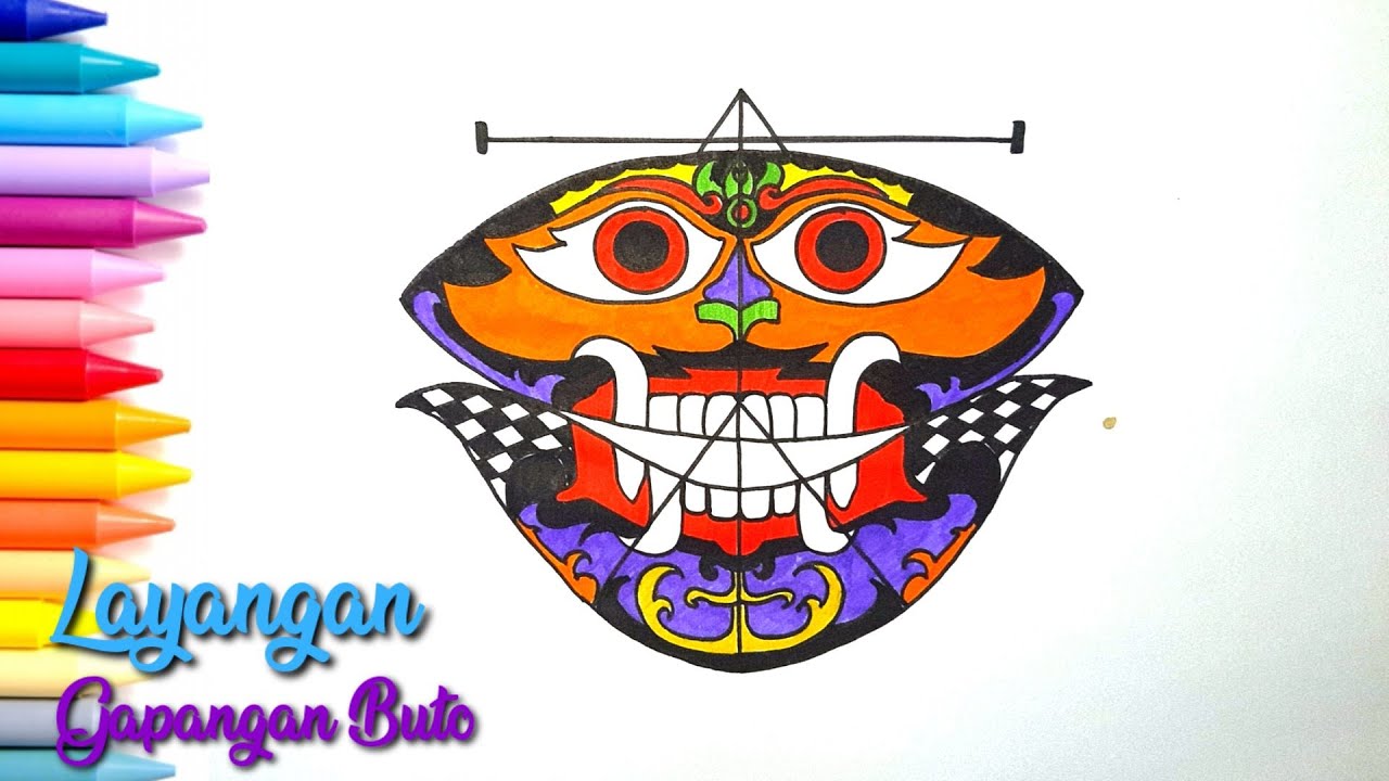 Menggambar Layangan Gapangan || Gapangan motif buto - YouTube