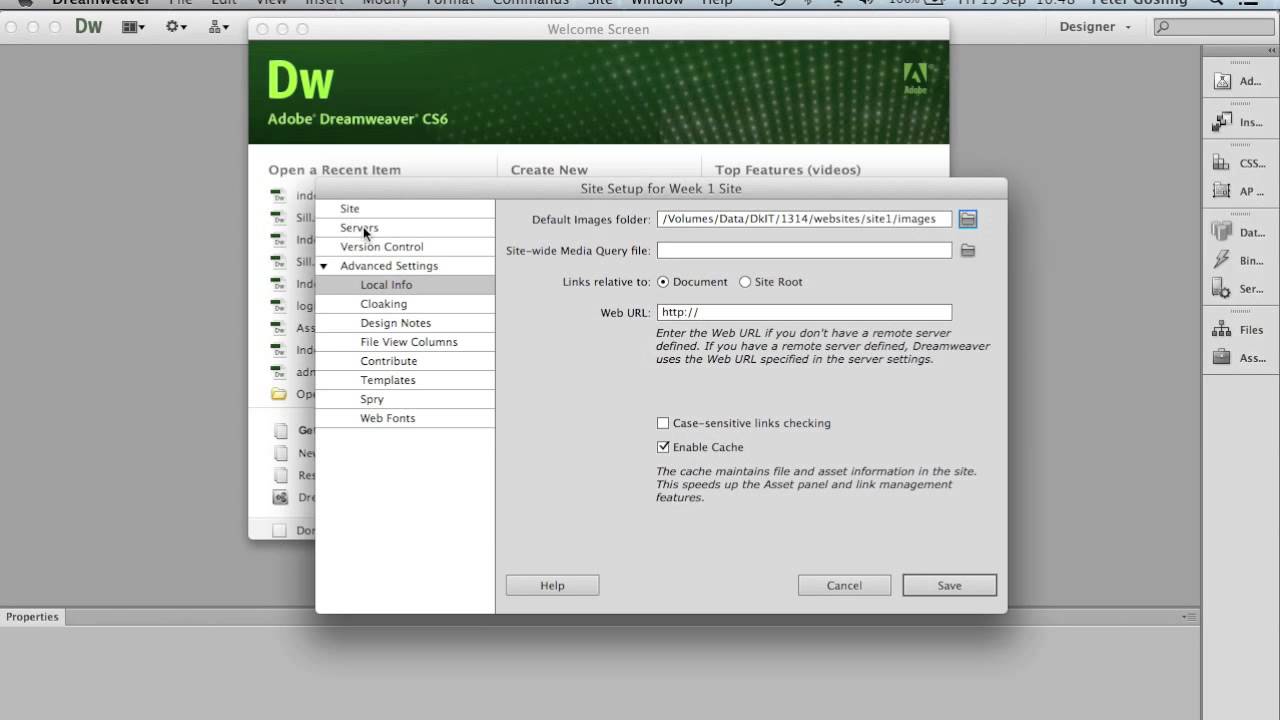 CS6 DW Site Definition Tutorial - YouTube