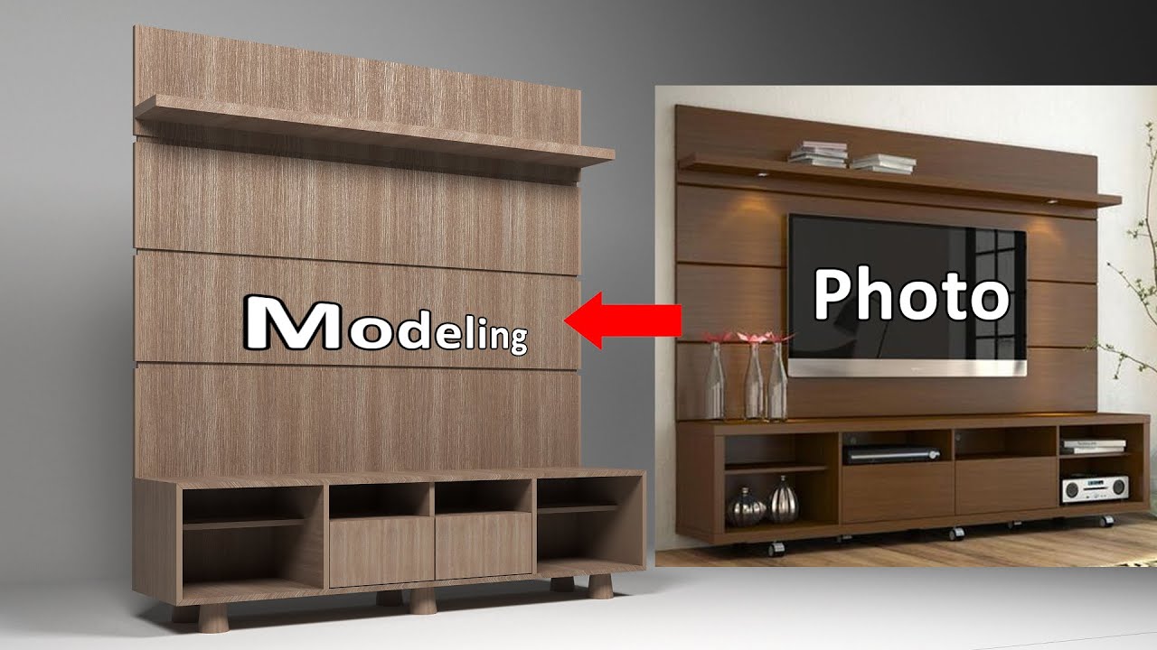 TV Cabinet or TV Wall Design in 3ds Max - YouTube