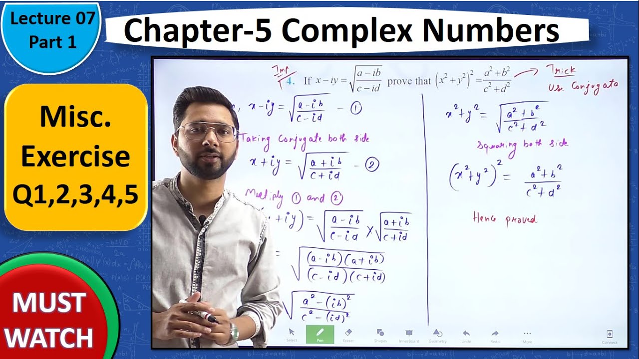 Chapter 5 Complex Numbers Miscellaneous exercise | Q1 to Q5 | Class 11 ...