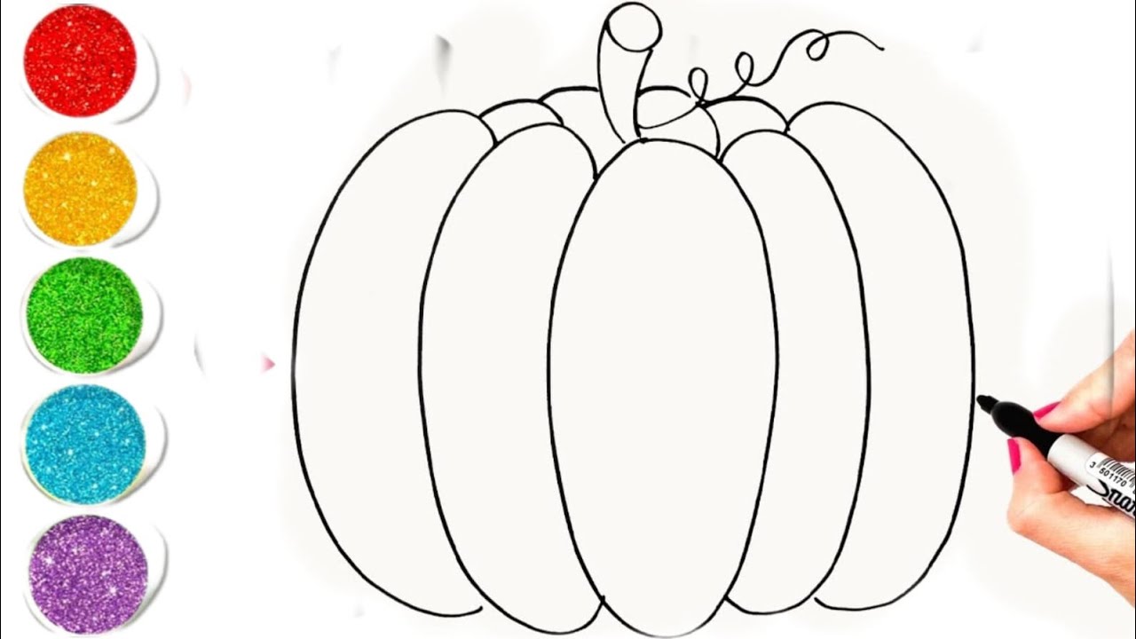 How to Draw A Pumpkin Drawing Painting and colouring, for Toddlers,ABC ...