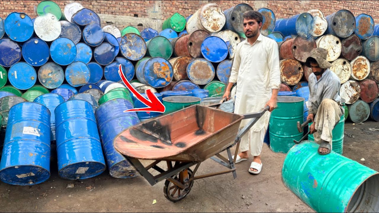 Amazing Process of Making Wheelbarrow Out of Metal Oil Drums | How to ...